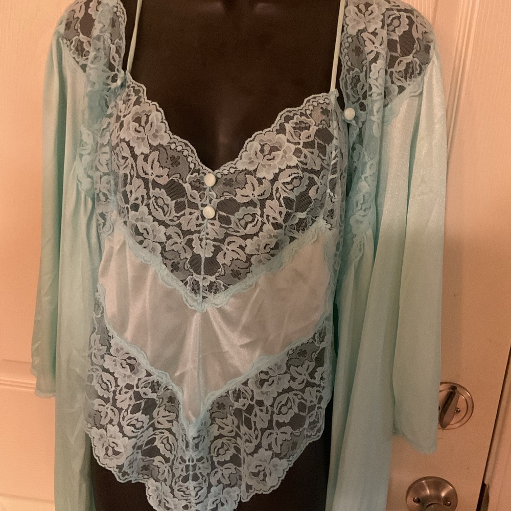 Vintage Vassarette Light Blue Lace Teddy & Matching P… - Gem